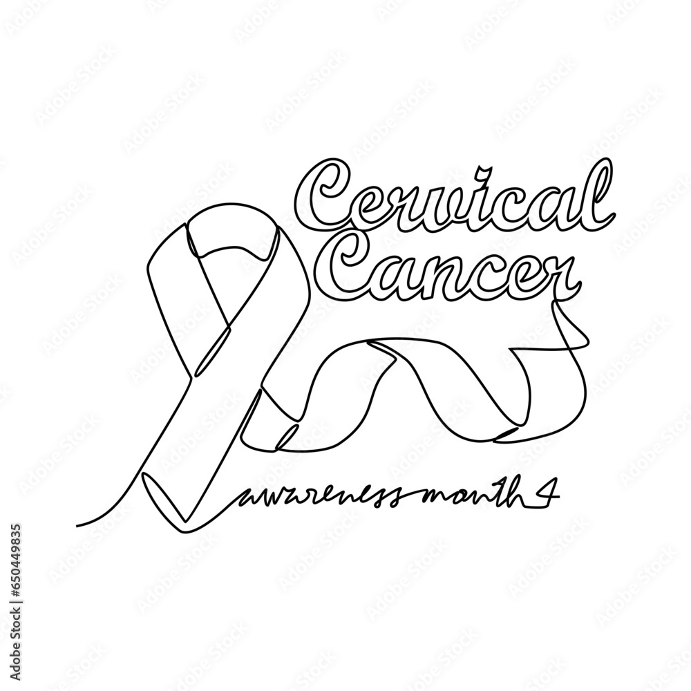 One continuous line drawing of cervical cancer awareness month with ...