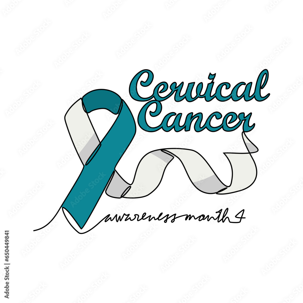 One continuous line drawing of cervical cancer awareness month with ...
