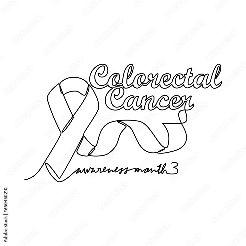 Vecteur Stock One continuous line drawing of colorectal cancer ...
