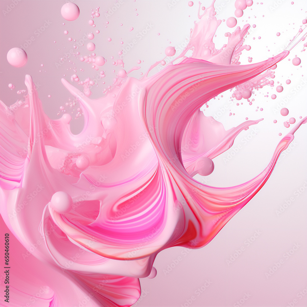 pink abstract milk splash curve in close up, mandala art style ...