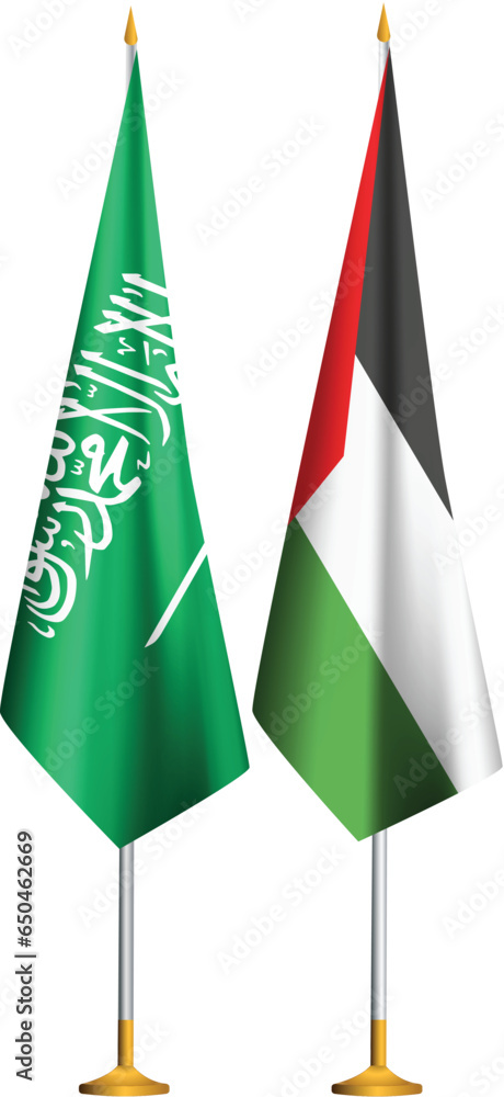 Palestine,Saudi Arabia flags together. Palestine,KSA small table flags ...