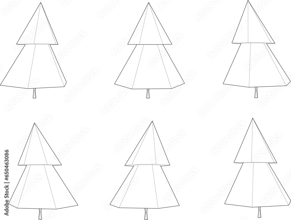 Vector sketch illustration of a low poly pine tree cartoon design for ...