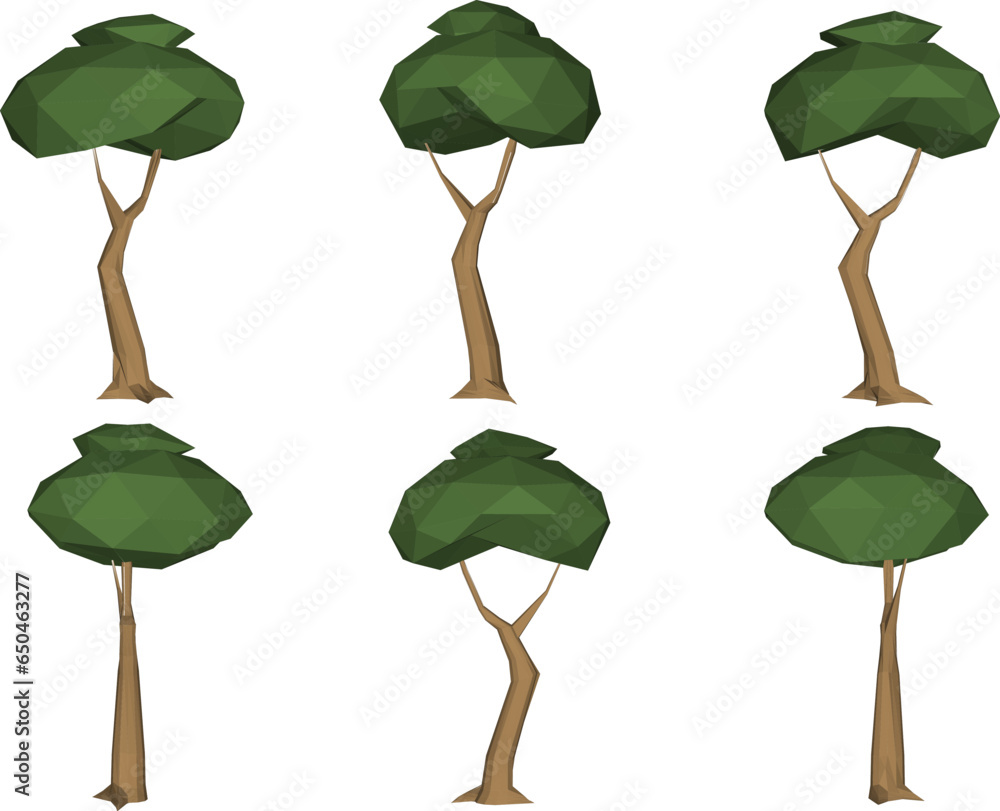 Vector sketch illustration of a low poly tree cartoon design for ...