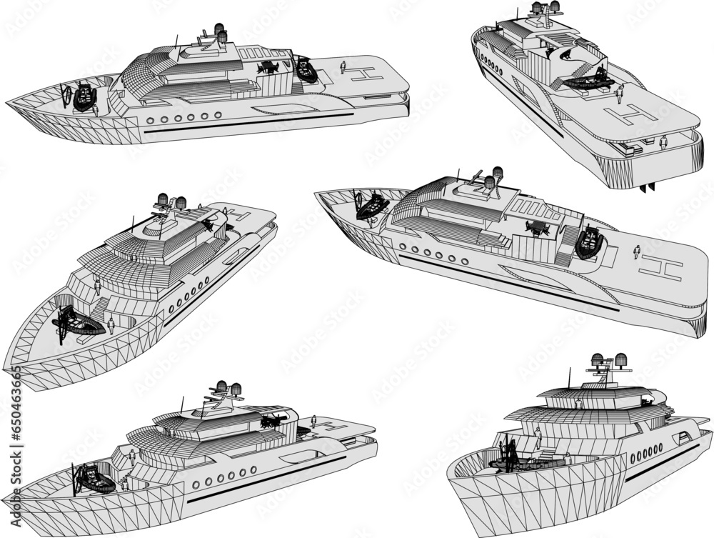 Vector sketch illustration of a modern minimalist cruise ship design ...