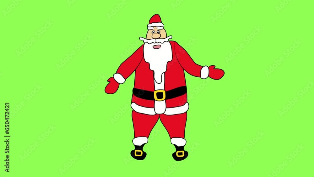 Santa talking, dialogue. Cartoon video animation. Background with green ...