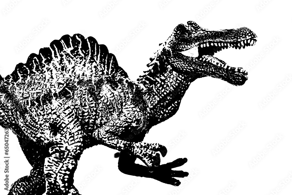dinosaur silhouette isolated on white background, model of spinosaurus toy Stock Illustration ...