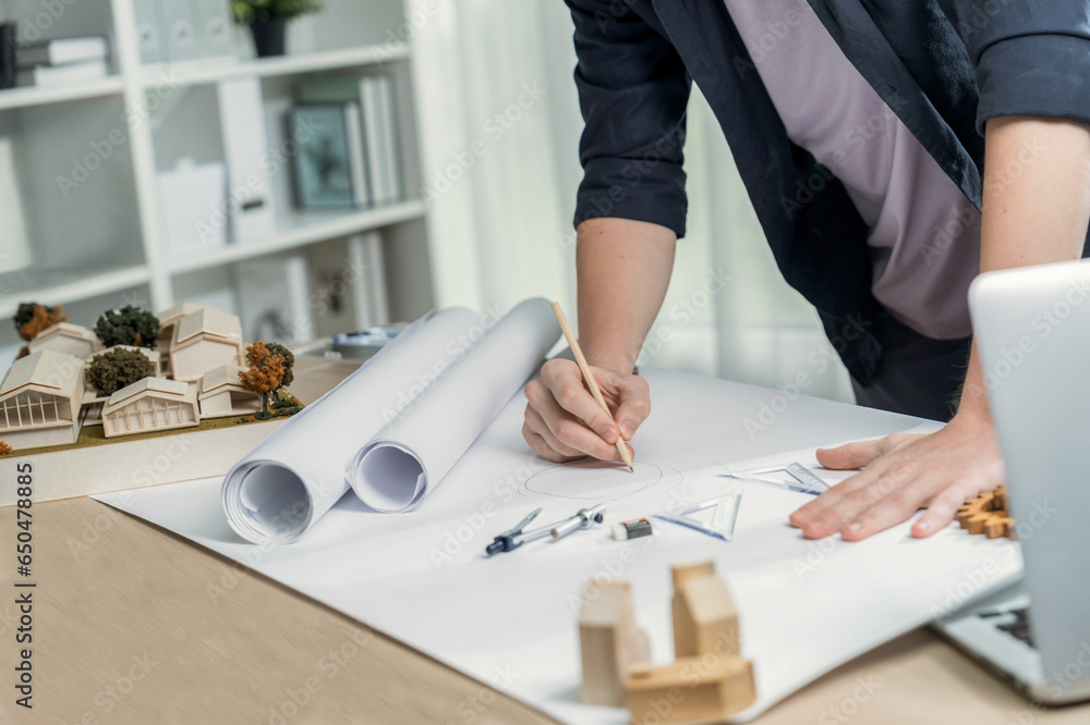 Drafting interior house design by architect designer planning home ...