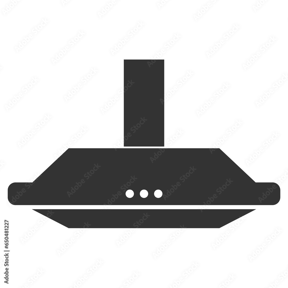 Vector illustration of kitchen hood icon in dark color and transparent ...