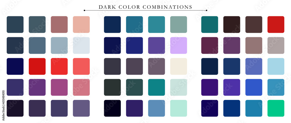 Vecteur Stock Dark color palette. Trend color palette guide template ...