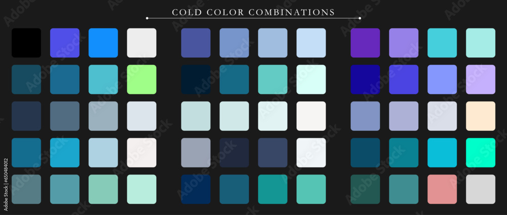 Vetor de Cold color palette. Trend color palette guide template. An ...