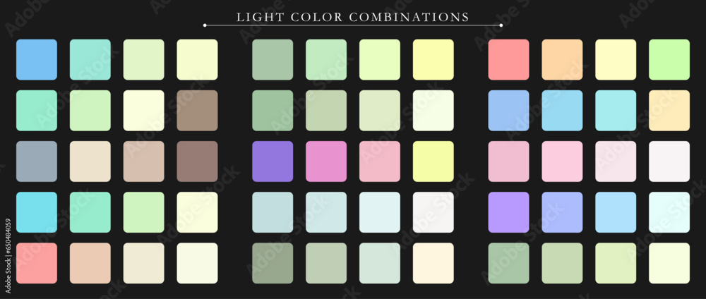Vetor de Light color palette. Trend color palette guide template. An ...