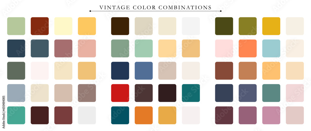 Vintage color palette. Trend color palette guide template. An example ...