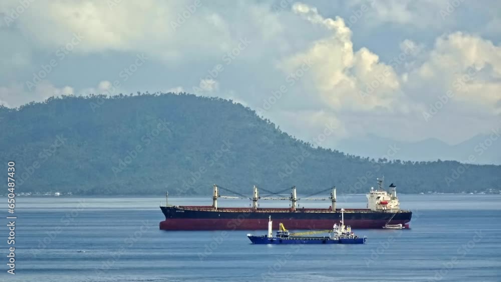 Cargo Ship Approaching Surigao Port Through the Shipping Lanes of the ...