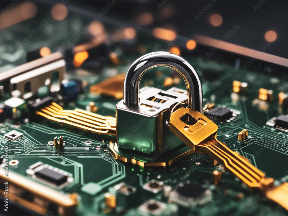 Secure connection or cybersecurity service concept of compute ...