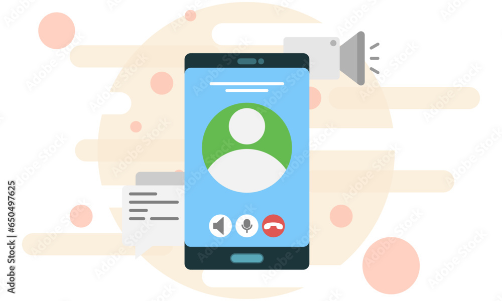 illustration of an incoming call via smartphone, a telephone call is in ...