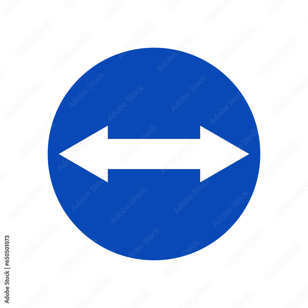 Arrow sign, traffic sign with two way direction arrow isolated on white ...