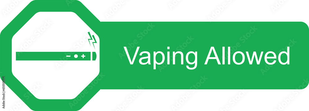 Digital png illustration of vaping allowed text and symbol on green ...