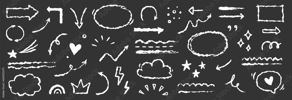 Hand drawn red line star sparkle, emphasis, underline element set on ...