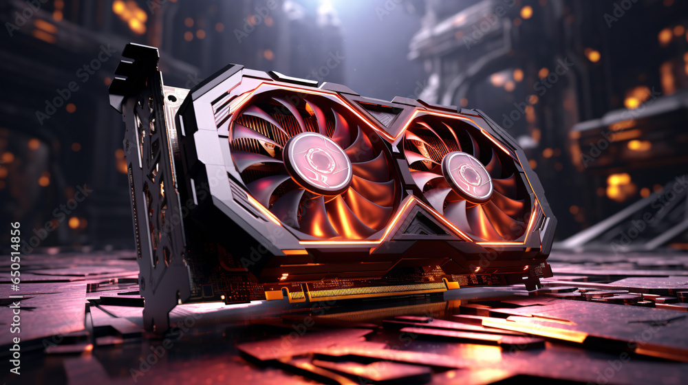 Concept of a modern and powerful GPU. High end gaming graphics card ...