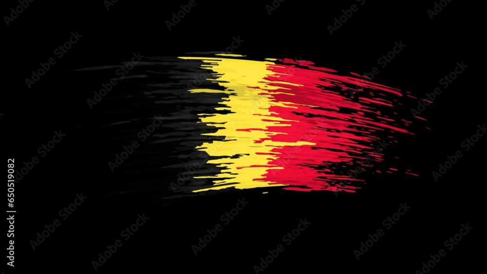 Belgium flag animation. Brush painted belgian flag on a transparent ...