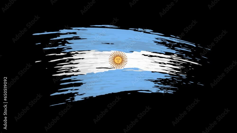 Argentina flag animation. Brush painted argentinian flag on a ...