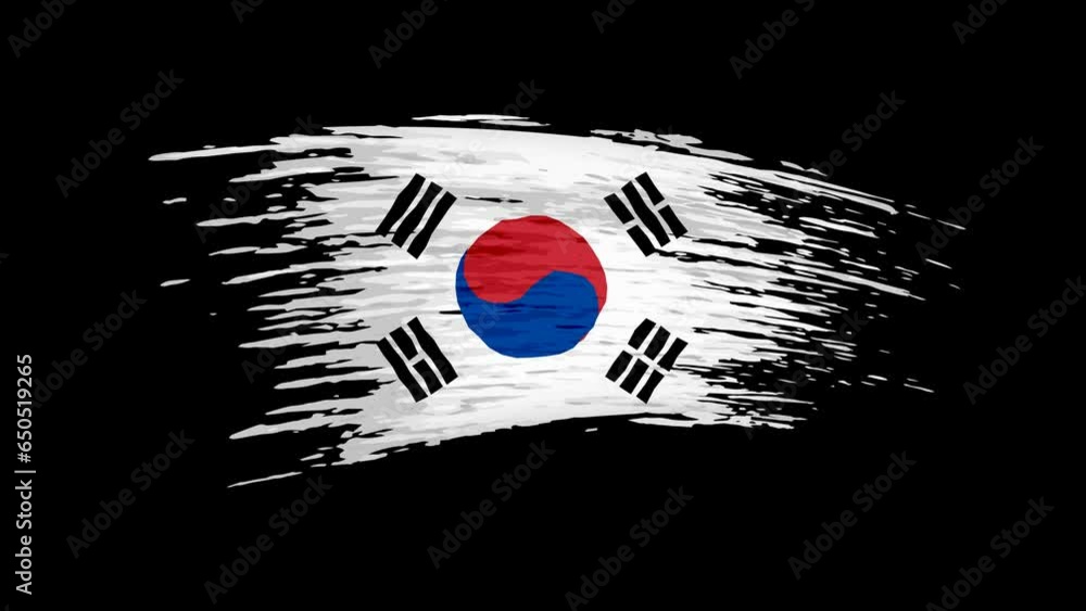 South Korea flag animation. Brush painted south korean flag on ...