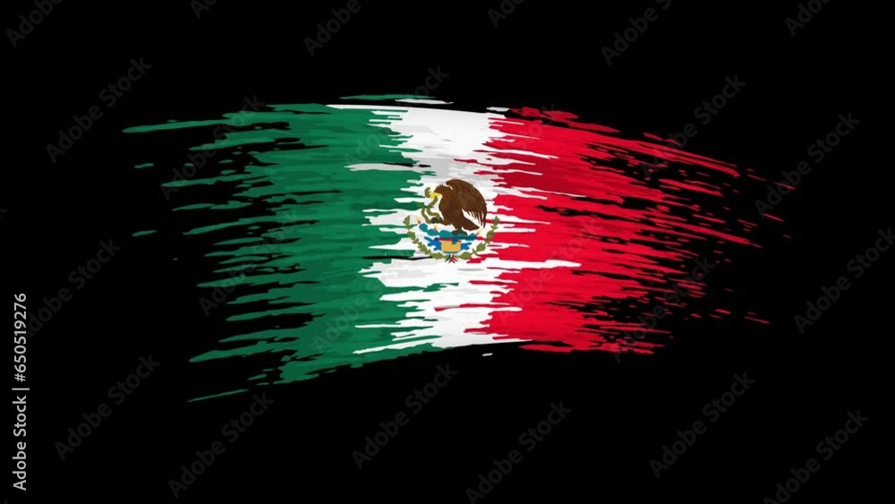 Mexico flag animation. Brush painted mexican flag on a transparent ...