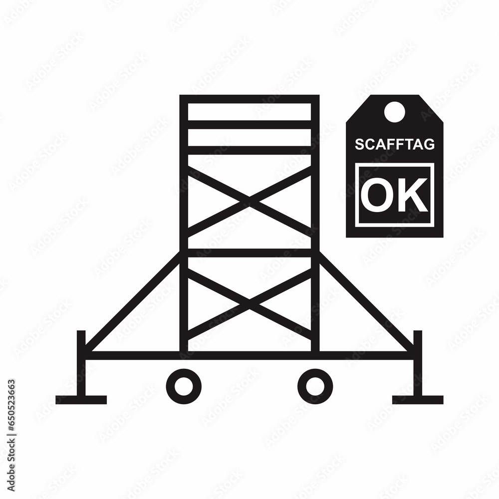 Completed mobile scaffolding installation with inspection card OK ...