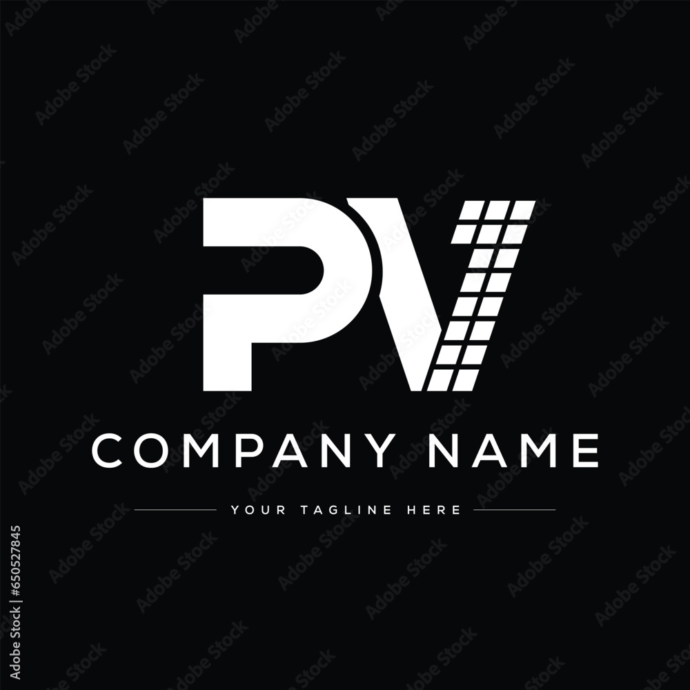 Vector letter PV logo design Stock Vector | Adobe Stock