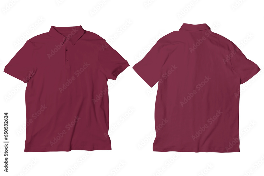 Blank Maroon Polo Shirt Mockup Template Front and Back View Isolated ...