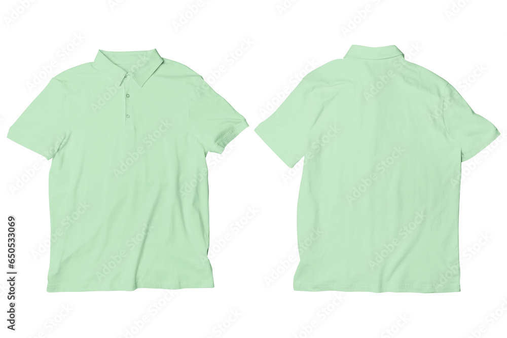 Blank Mint Polo Shirt Mockup Template Front and Back View Isolated ...