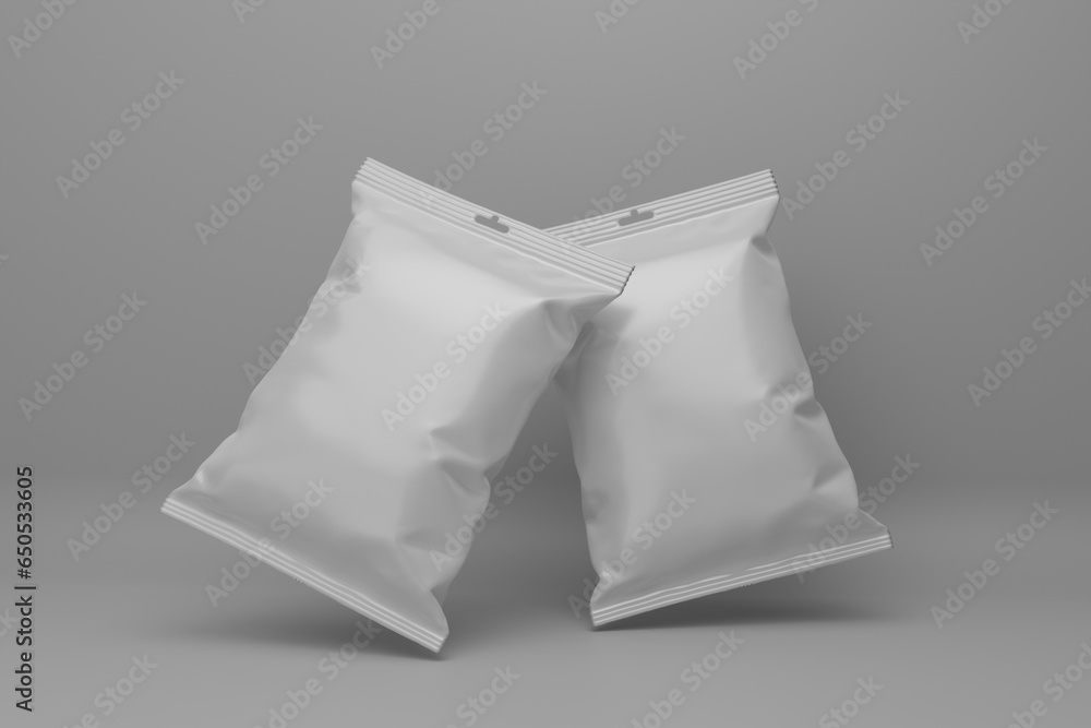 3d Chips bag mock up isolated on white background. chips of crackers ...
