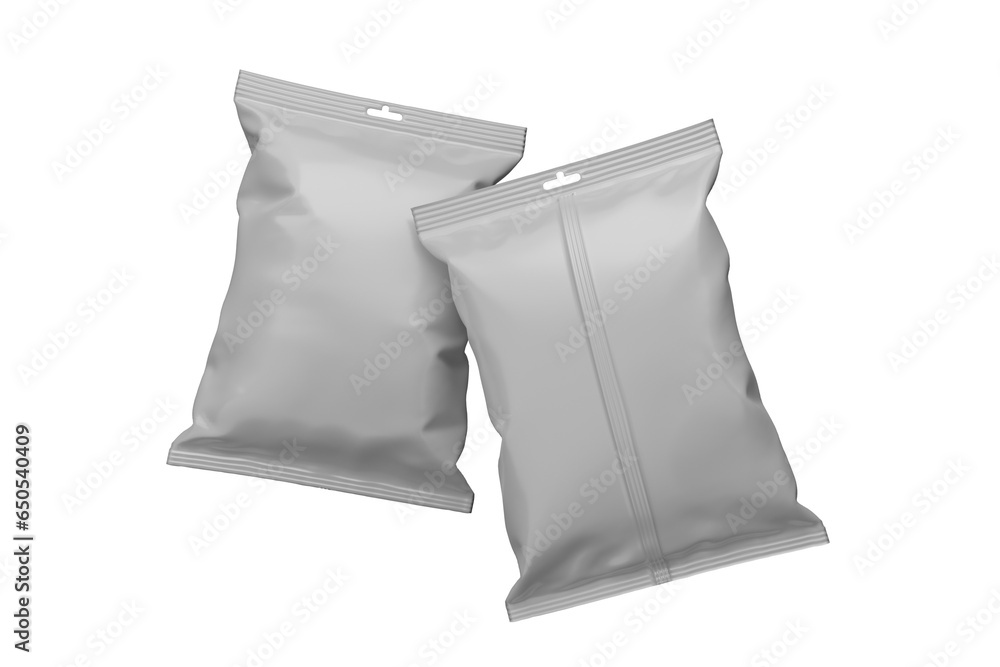 3d rendering of empty white packaging for snacks, for mock up design of ...