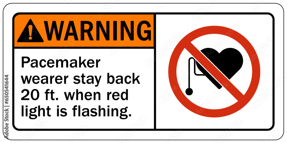 Magnetic field and pacemaker warning sign and labels pacemaker wearer ...