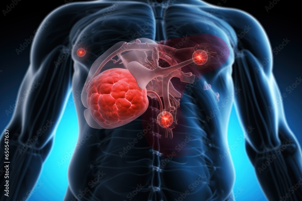 3d medical illustration of inflamed organs in human body. Medical and ...