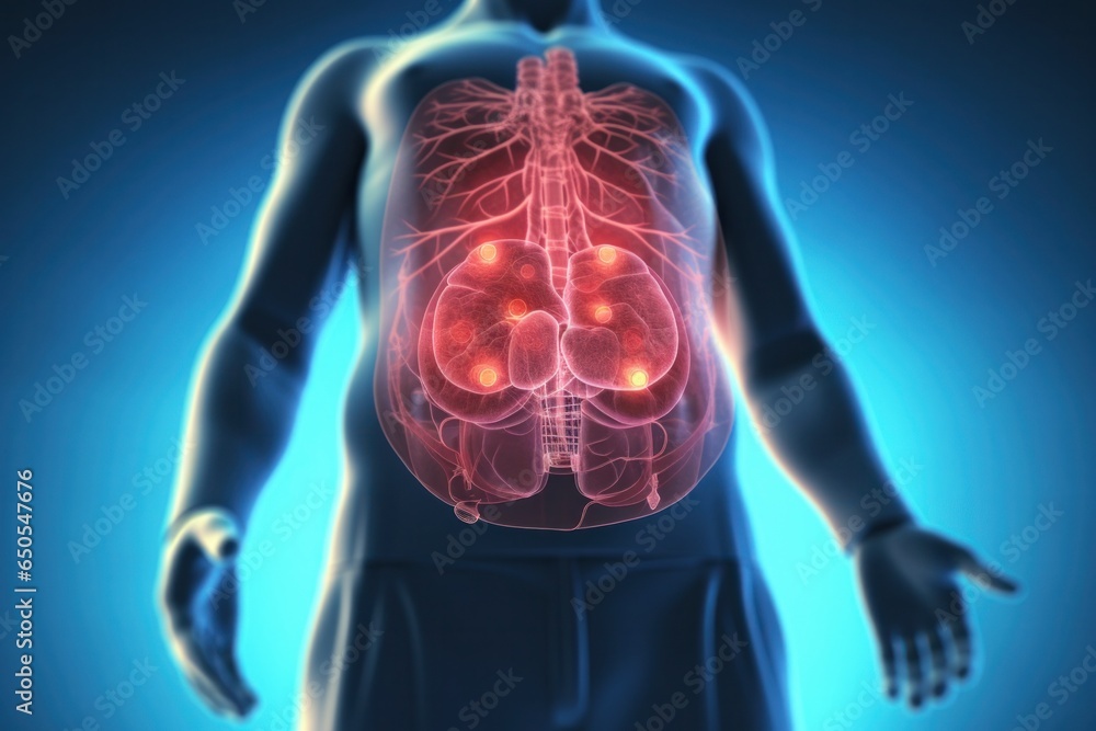 3d medical illustration of inflamed organs in human body. Medical and ...