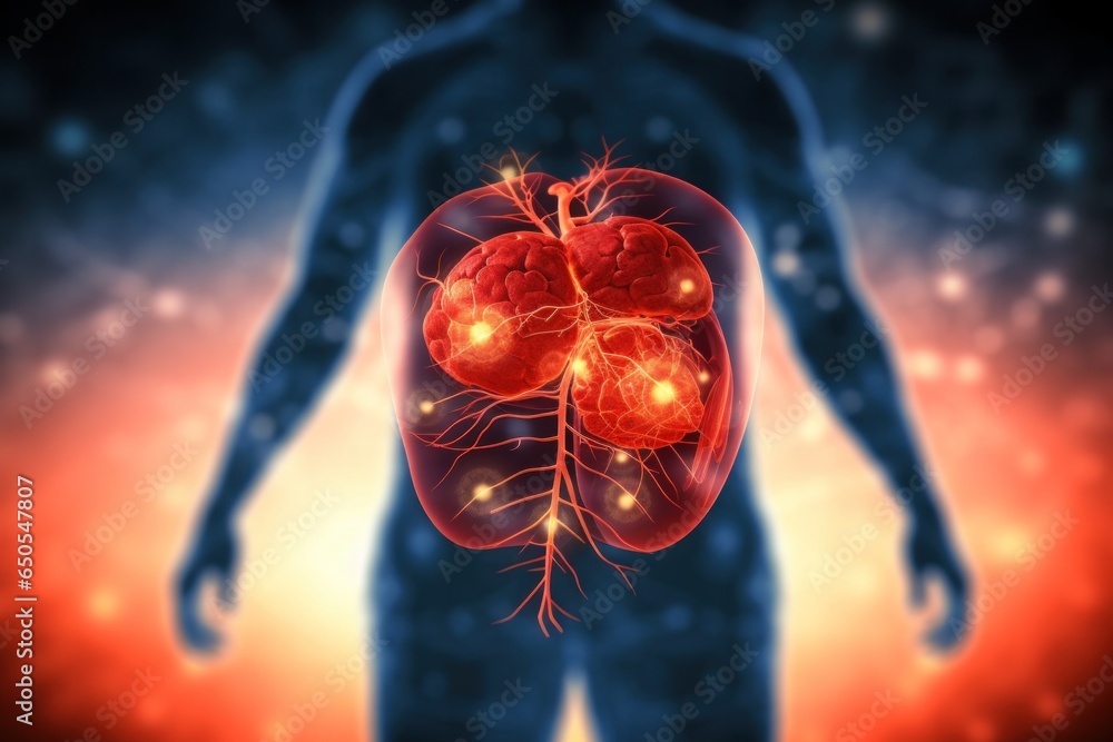 3d medical illustration of inflamed organs in human body. Medical and ...