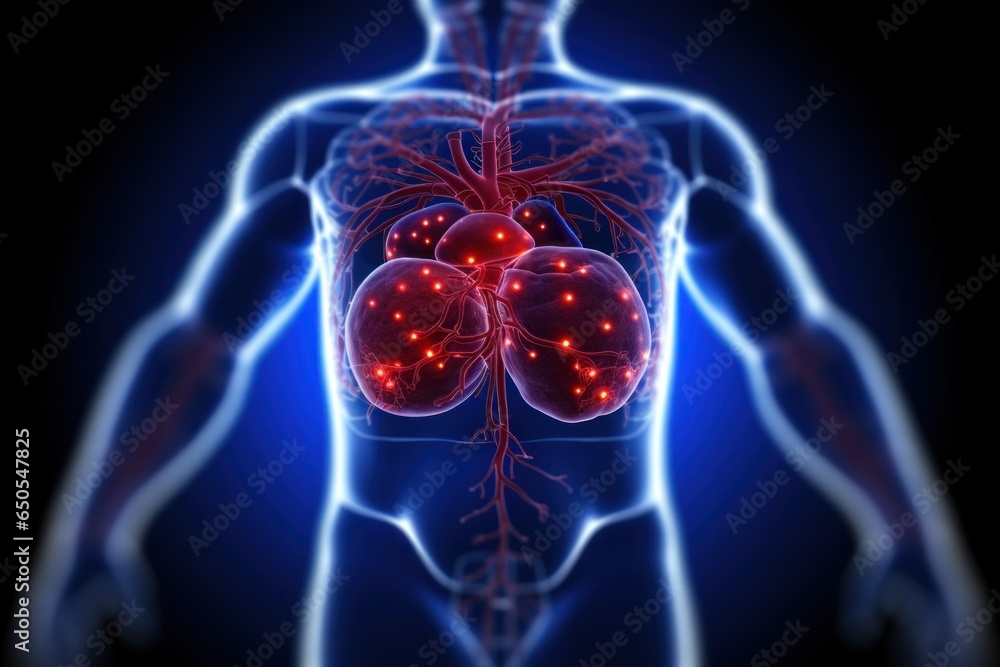 3d medical illustration of inflamed organs in human body. Medical and ...
