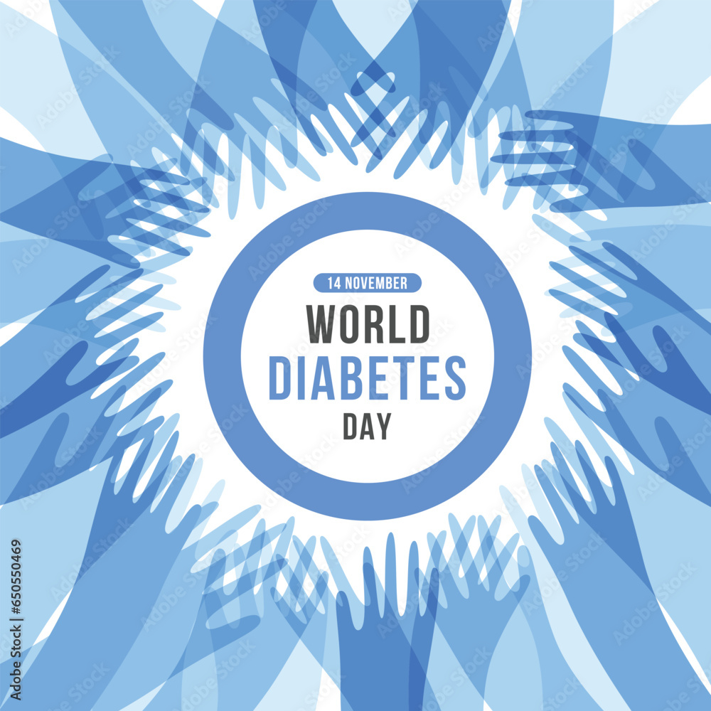 World diabetes day - Text in Universal blue circle symbol for diabetes ...
