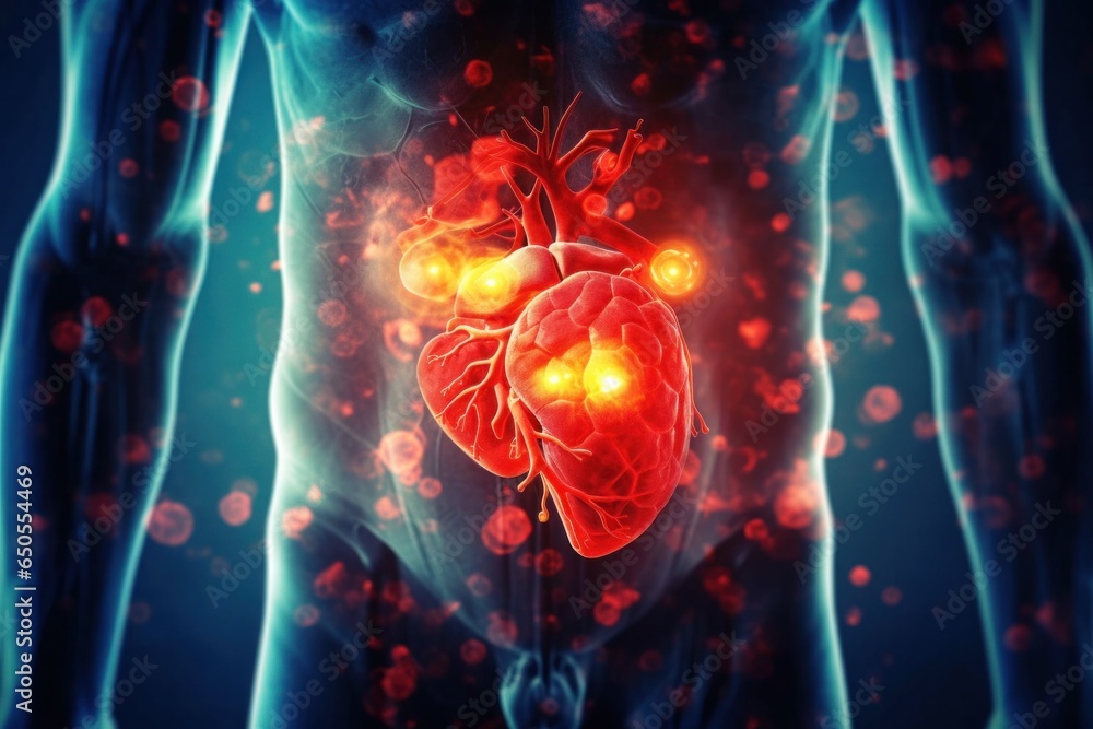 3d medical illustration of inflamed organs in human body. Medical and ...