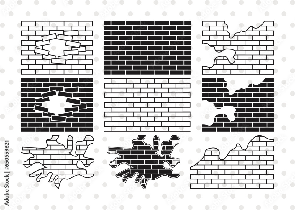Brick Wall Silhouette, Brick Wall SVG, Brick Svg, Wall Svg, Brick ...