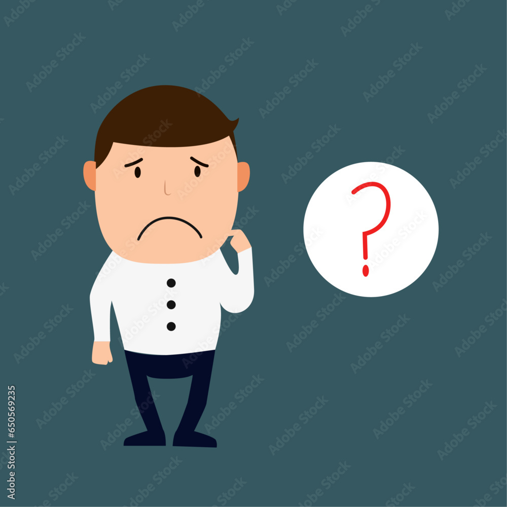 Vector cartoon illustration of a confused man thinking to choose right ...