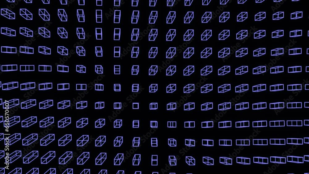 Abstract background of blue rotating rectangles. vj loop blocks rotation. Surface of rectangles ...