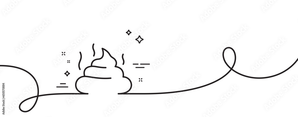 Feces line icon. Continuous one line with curl. Pets excrement sign ...
