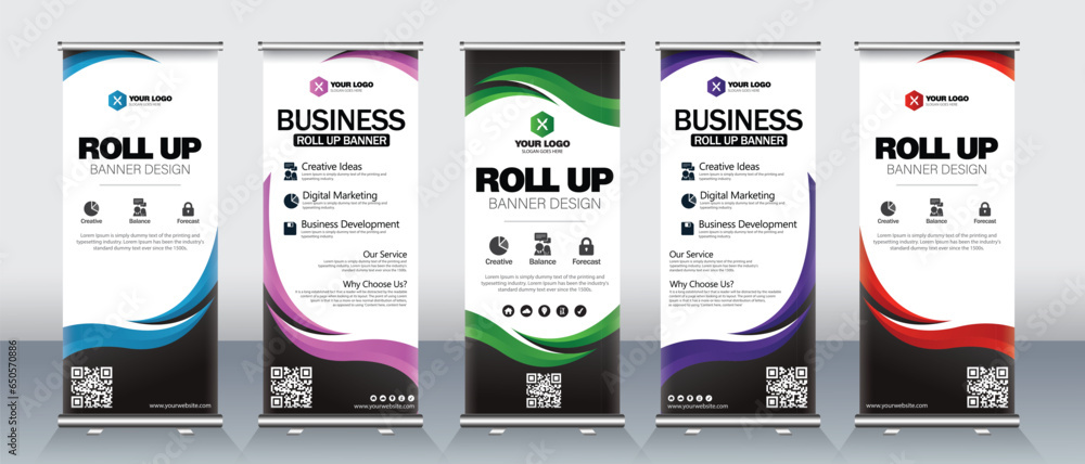 Roll up banner design for business events presentations stands ...