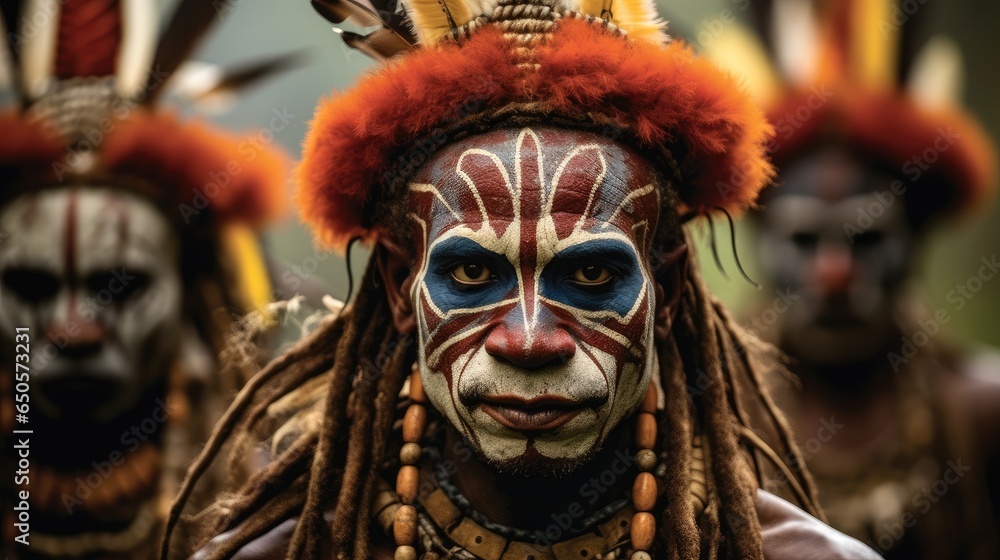 Tribe, Huli Wigmen in traditional costume, Papua New Guinea, Tari ...