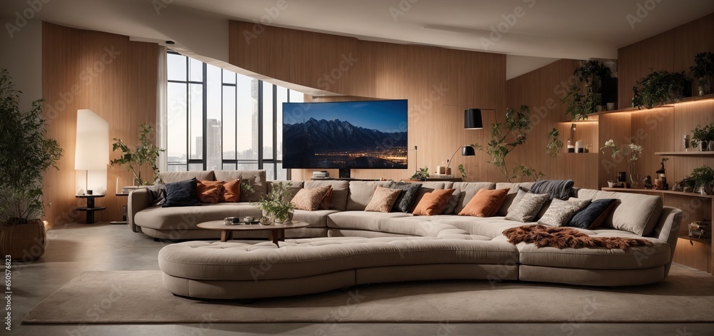 With a gorgeous curved 3D TV and a loft interior design, you can turn ...