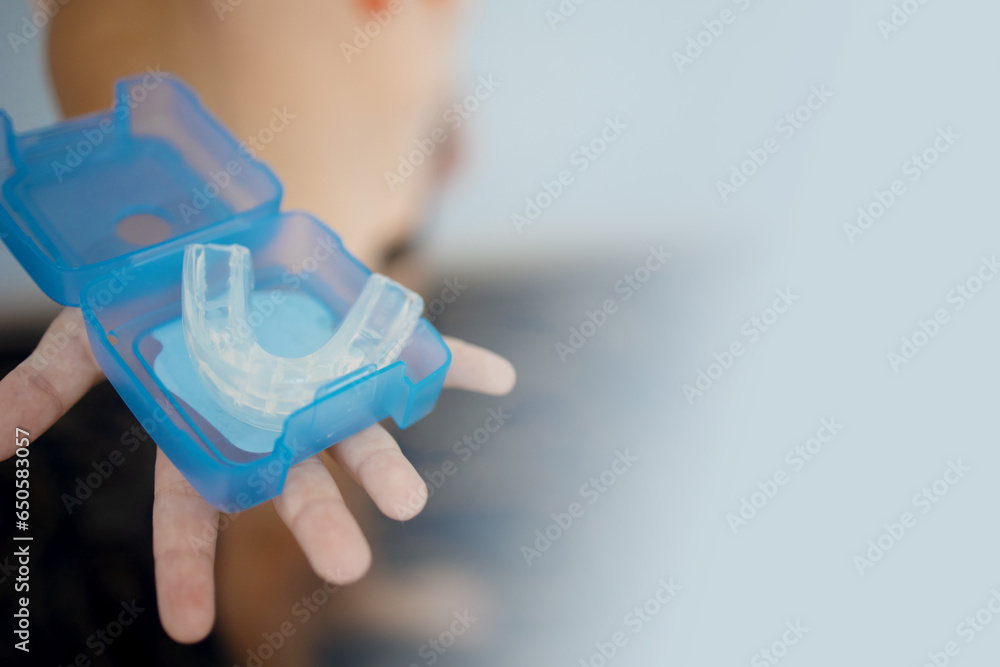 transparent mouth guard made of silicone, for straightening teeth in ...