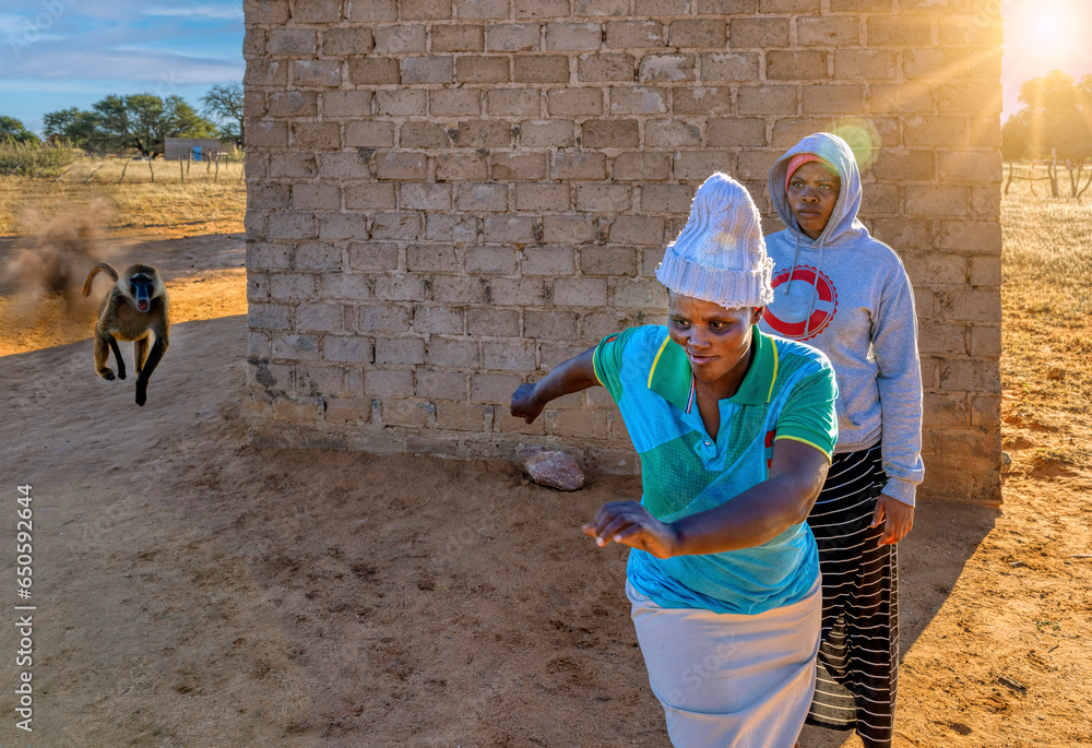 villager adult african woman running scared and fast like she forget ...