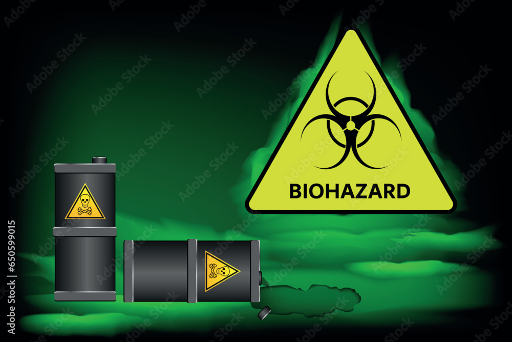 Biohazard.Vector illustration with science, epidemic and biotechnology ...